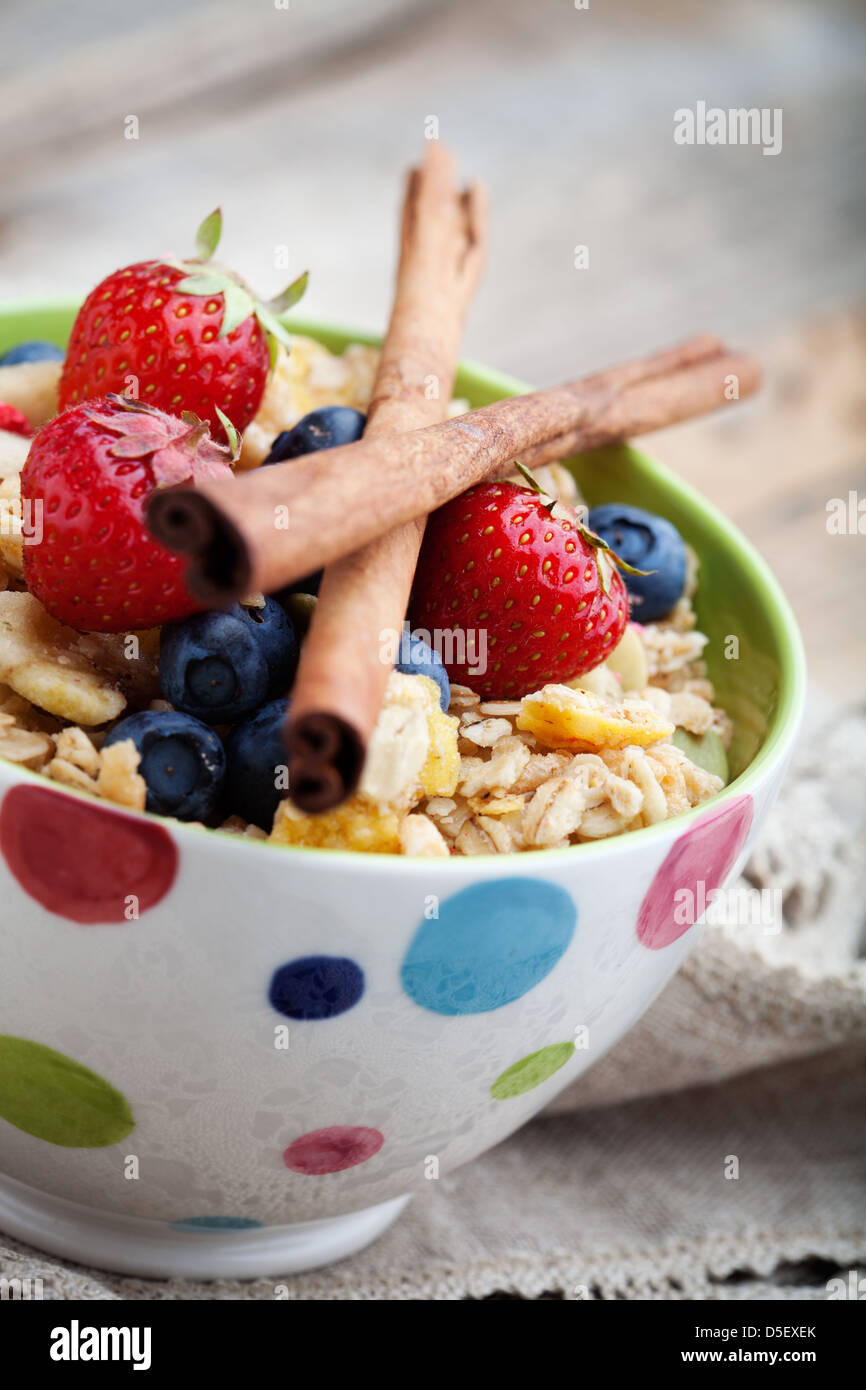 Breakfast muesli with dried fruits and seeds Stock Photo - Alamy