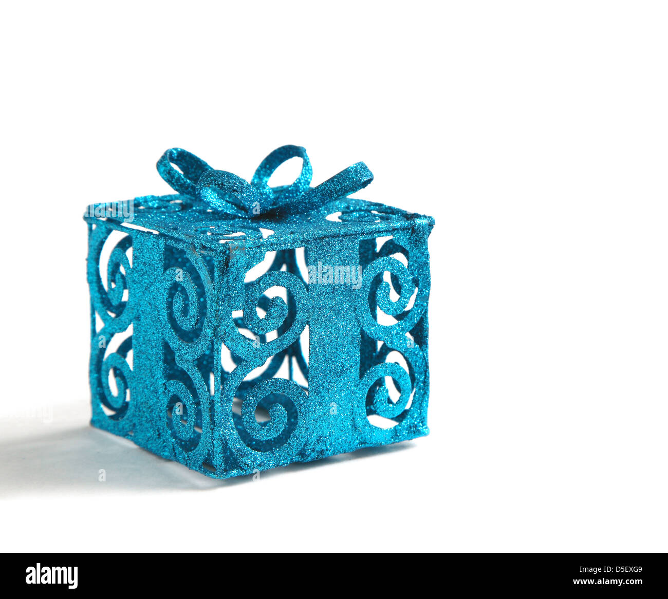 Blue gift box, isolated on white Stock Photo - Alamy