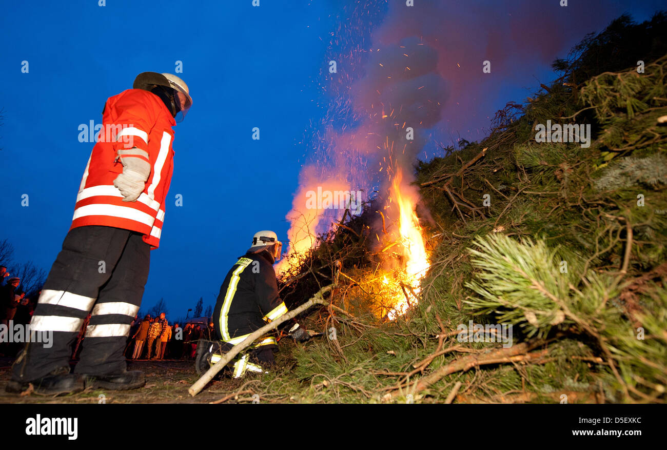 Fireman lights up an Easter Fire in Bad Bevensen, Germany, 30 March ...