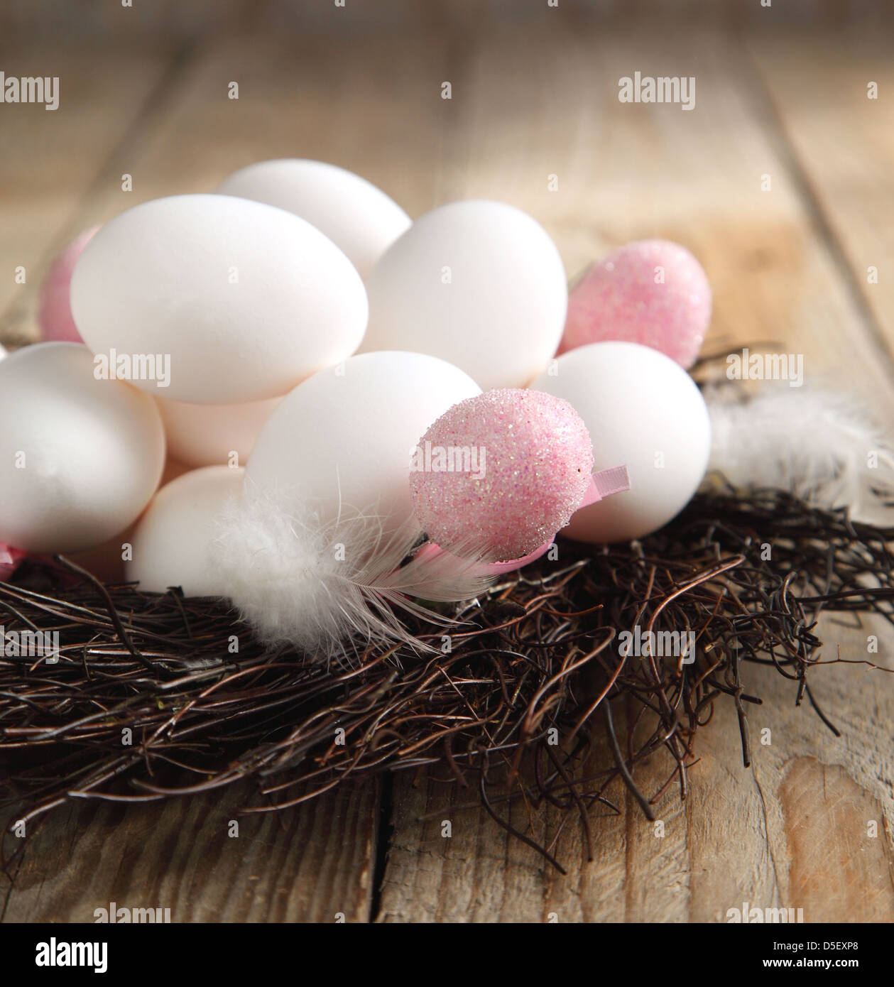 Easter eggs in a nest Stock Photo - Alamy