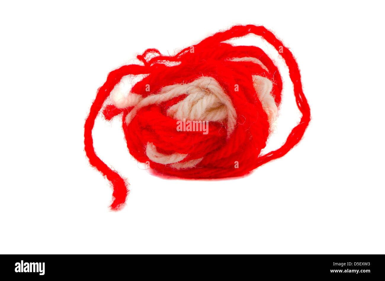 red and white needlecraft thread ball isolated on white background ...