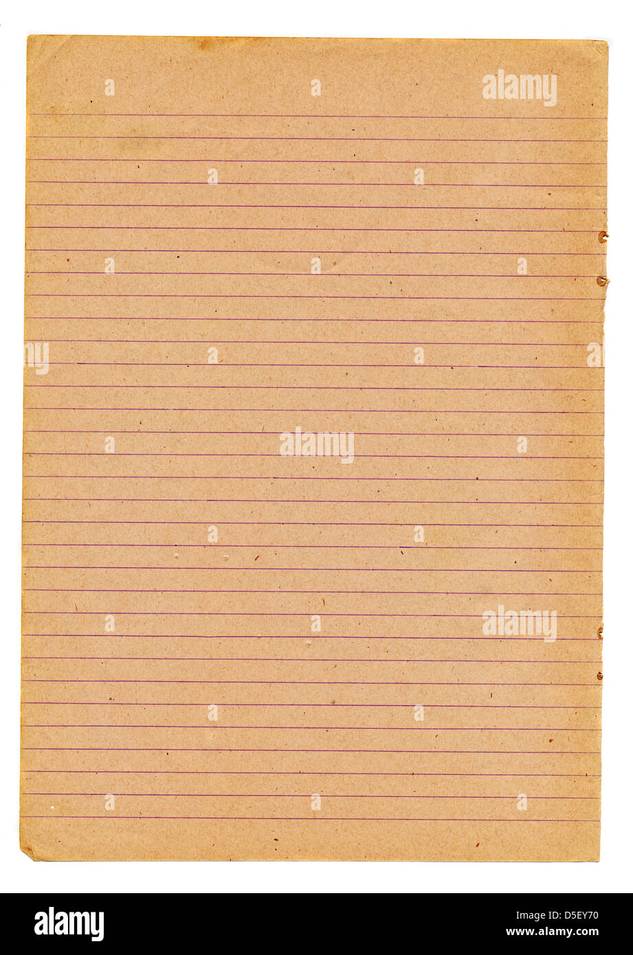 old school notebook page isolated on white background Stock Photo - Alamy