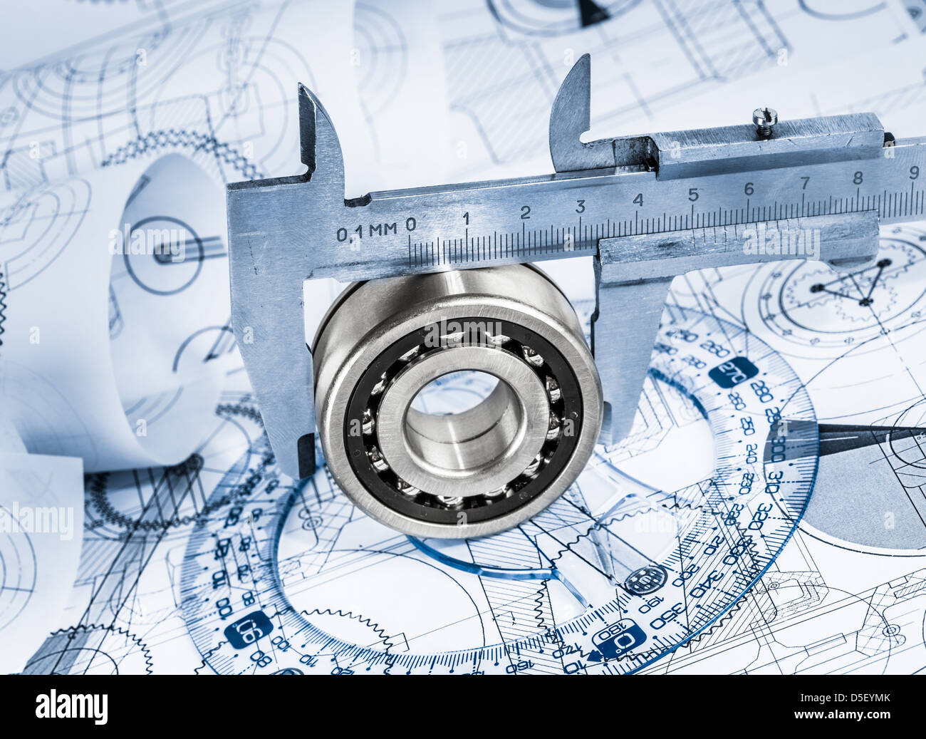 Technical drawings in a blue toning Stock Photo - Alamy