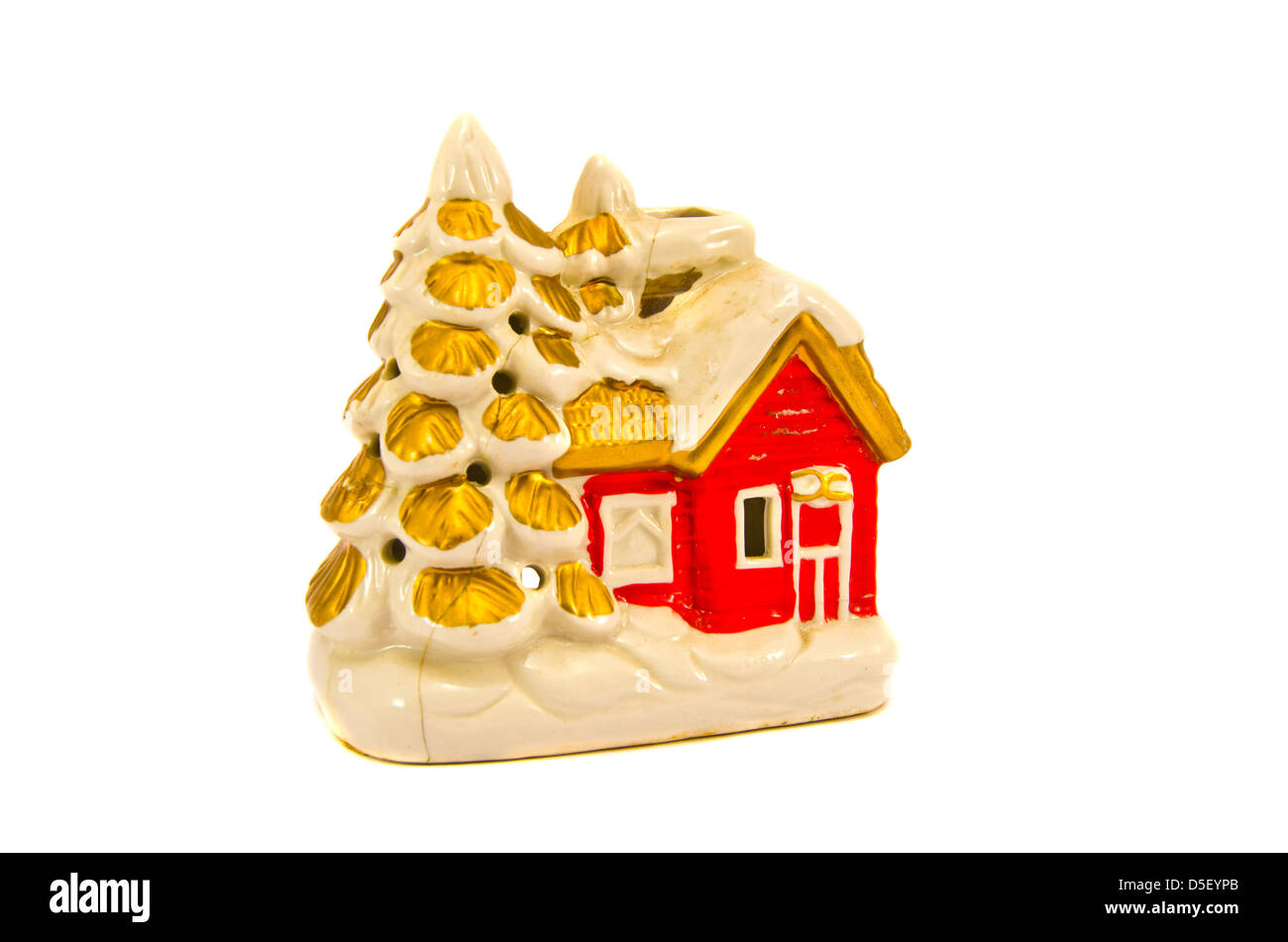 retro ceramic Christmas house symbol isolated on white background Stock ...
