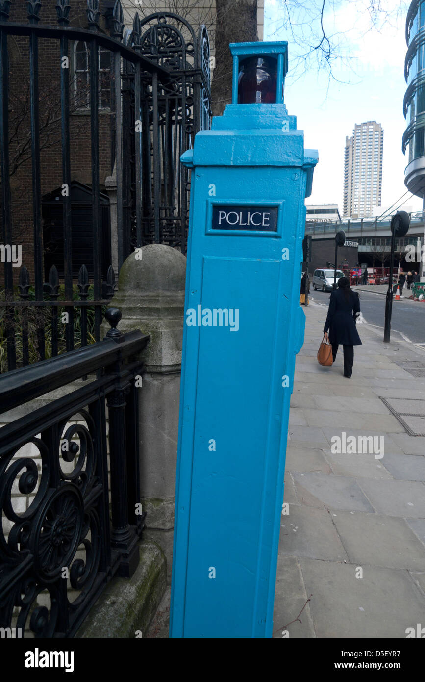 A disused Police Public Call blue telephone box near Postman's Park in ...