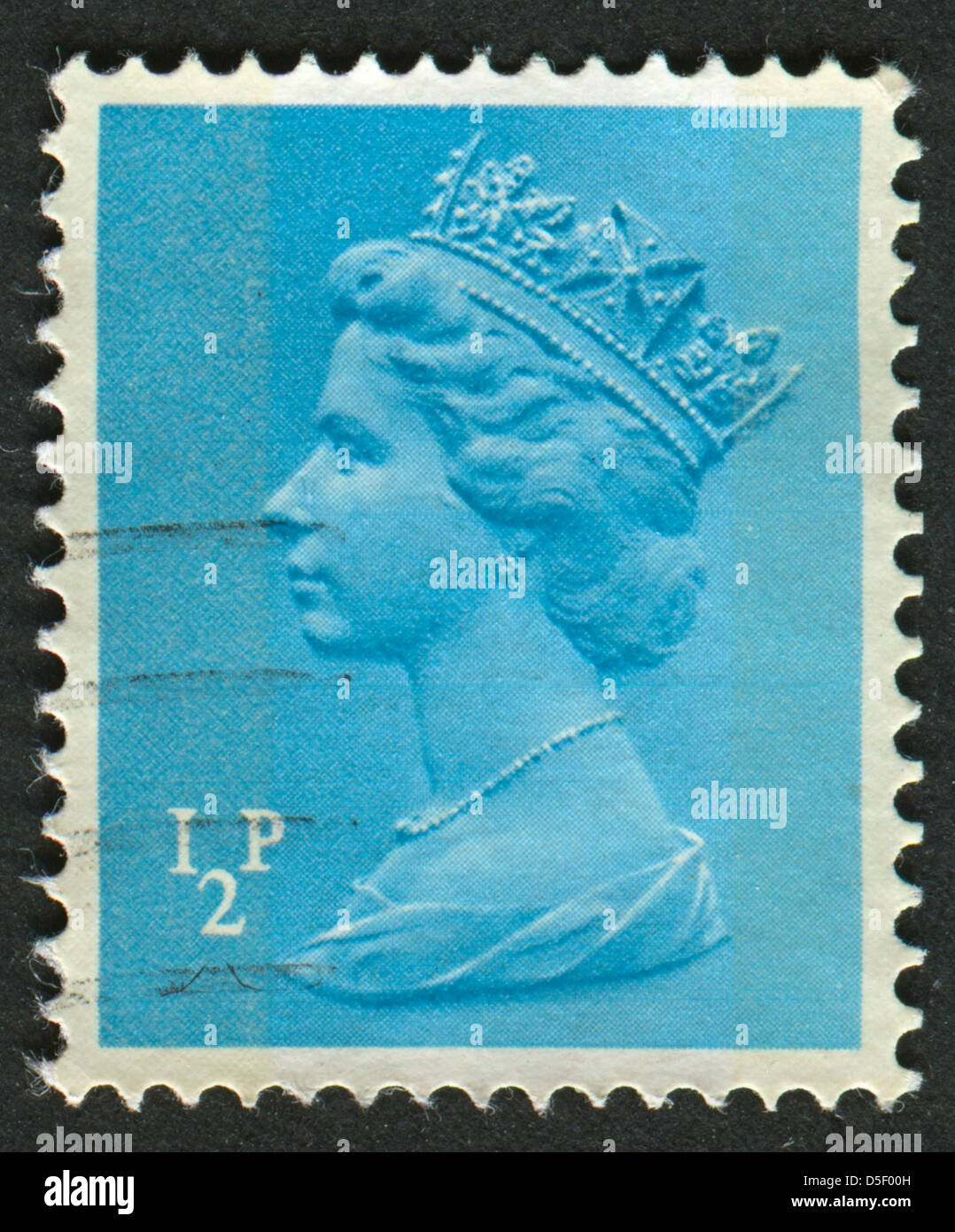 A stamp printed in UK shows image of Elizabeth II is the constitutional ...
