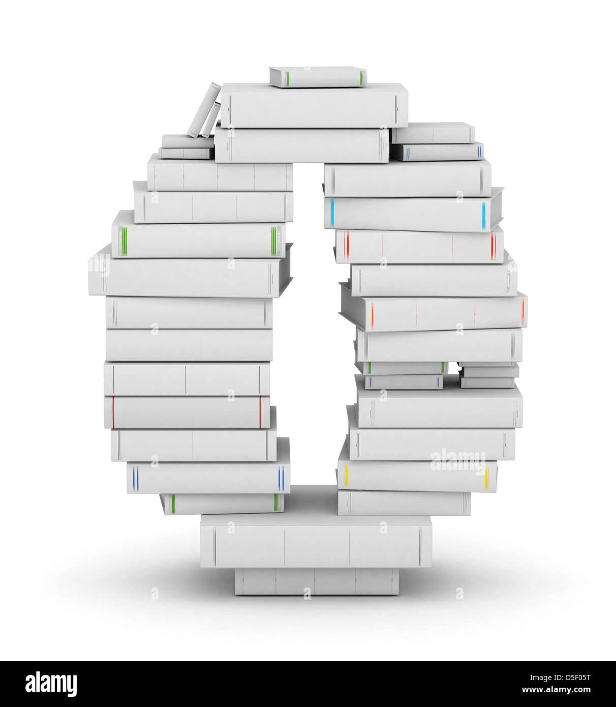 Number 0, stacked from many blank title books in column Stock Photo - Alamy