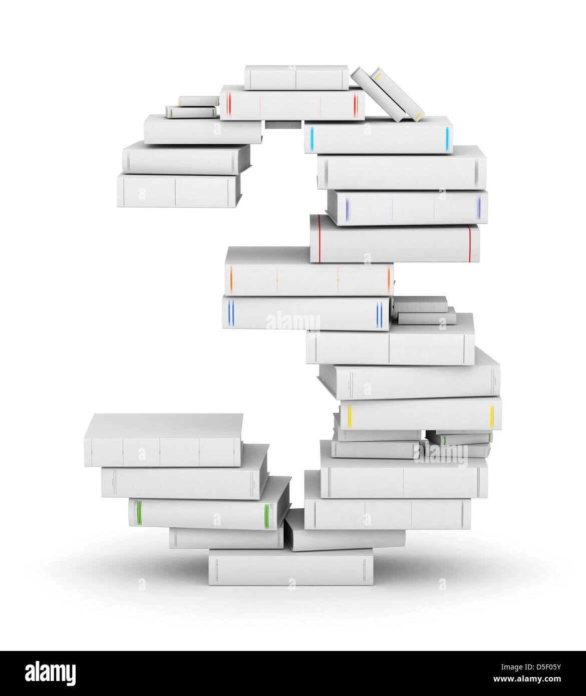 Number 3, stacked from many blank title books in column Stock Photo - Alamy