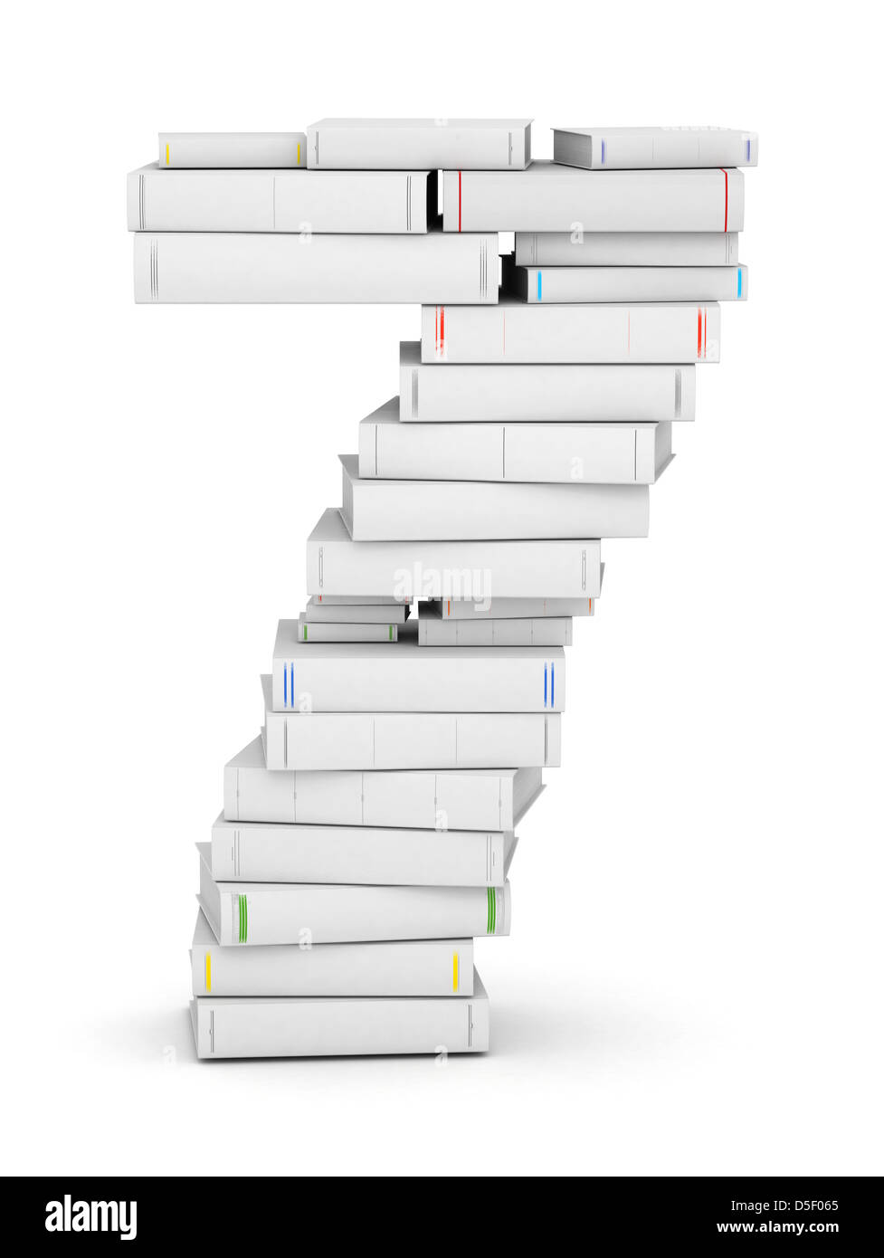 Number 7, stacked from many blank title books in column Stock Photo - Alamy