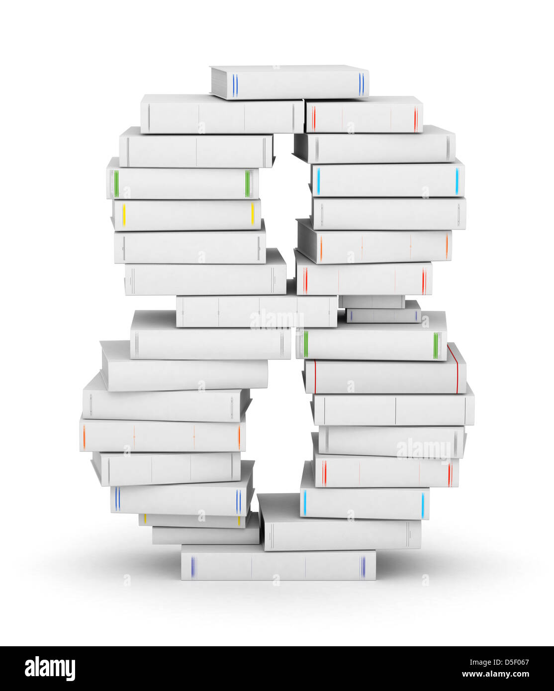 Number 8, stacked from many blank title books in column Stock Photo - Alamy