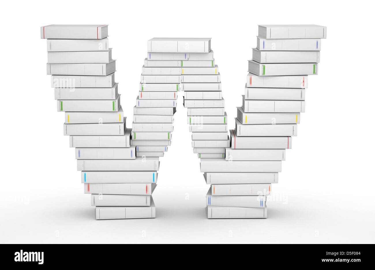 Letter W, stacked from many blank title books in column Stock Photo - Alamy