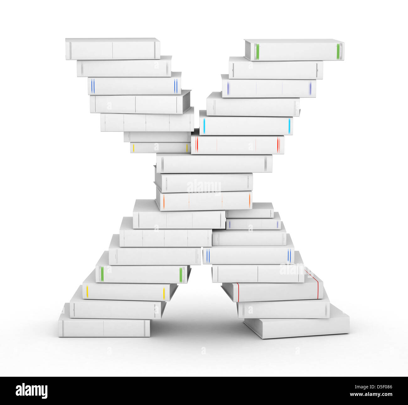 Letter X, stacked from many blank title books in column Stock Photo - Alamy