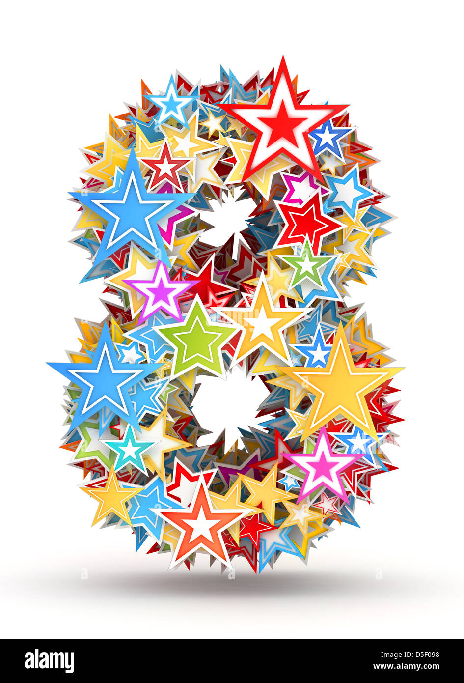 Number 8, from bright colored holiday stars staked Stock Photo - Alamy