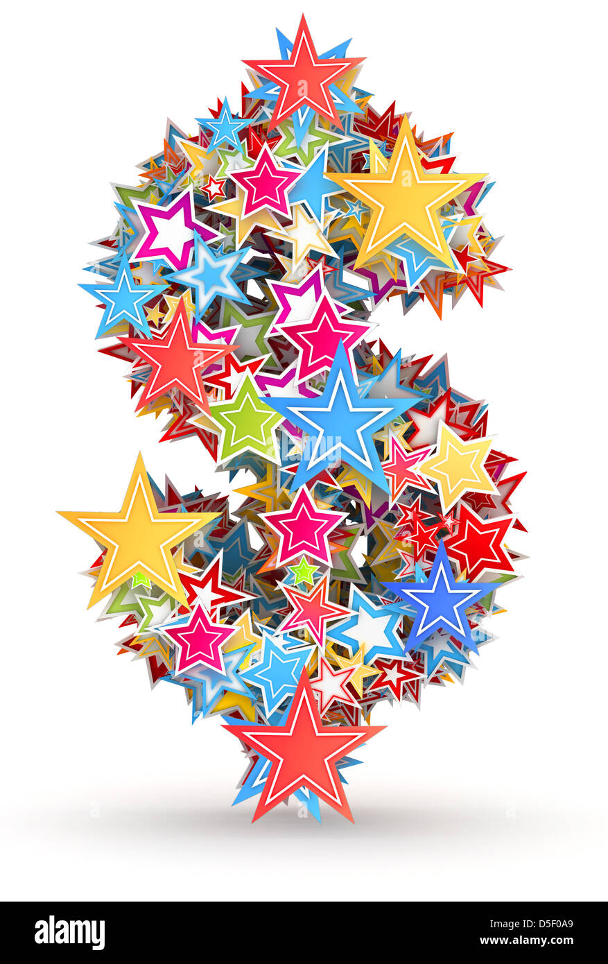 Dollar sign , from bright colored holiday stars staked Stock Photo - Alamy