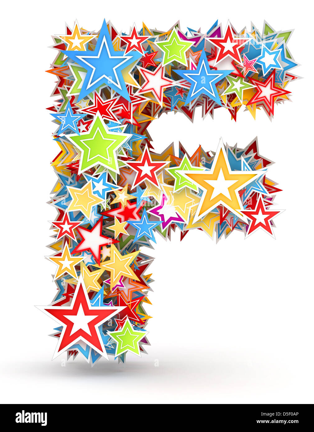 Letter F, maked from bright colored holiday stars Stock Photo - Alamy