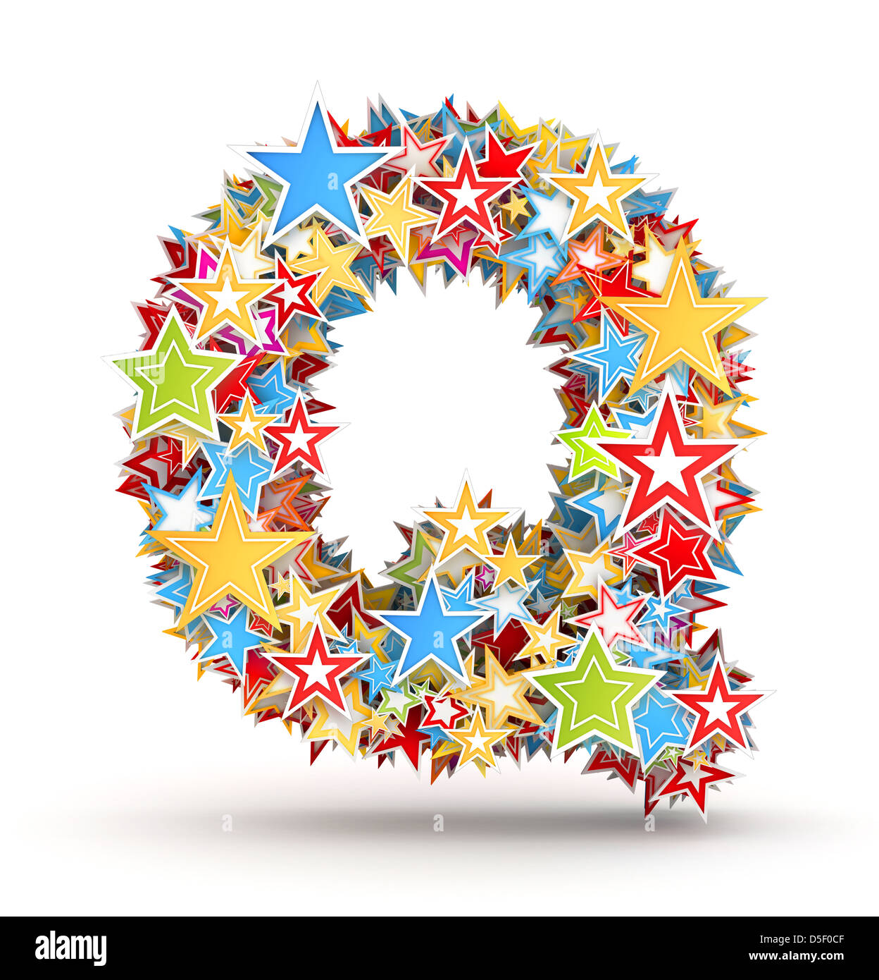 Letter Q, from bright colored holiday stars staked Stock Photo - Alamy