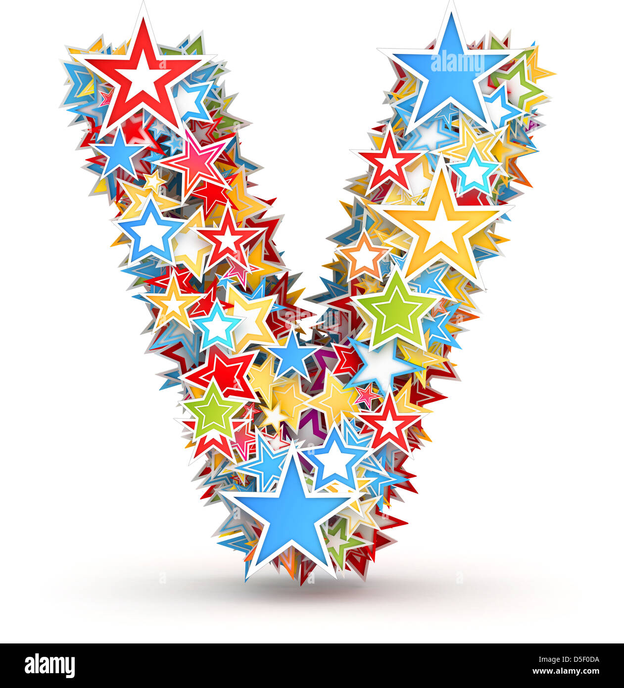 Letter V, from bright colored holiday stars staked Stock Photo - Alamy
