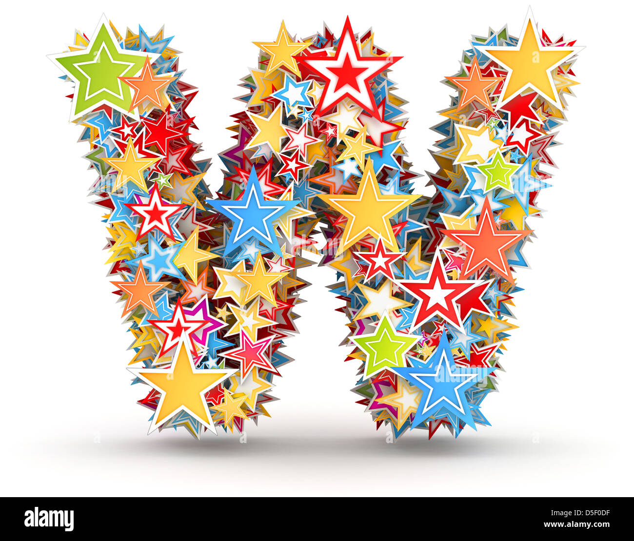 Letter W, from bright colored holiday stars staked Stock Photo - Alamy