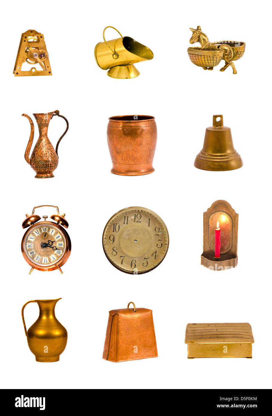 assorted brass tools and objects group isolated on white Stock Photo ...