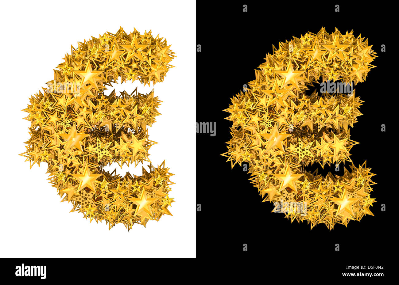Gold shiny stars euro sign , black and white background Stock Photo - Alamy