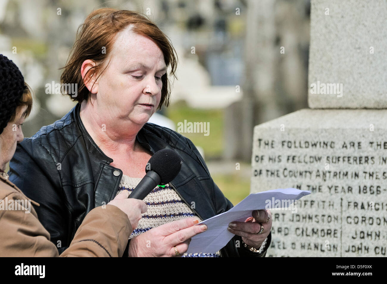 Kay Davidson from Republican Sinn Fein reads a speech as RSF ...