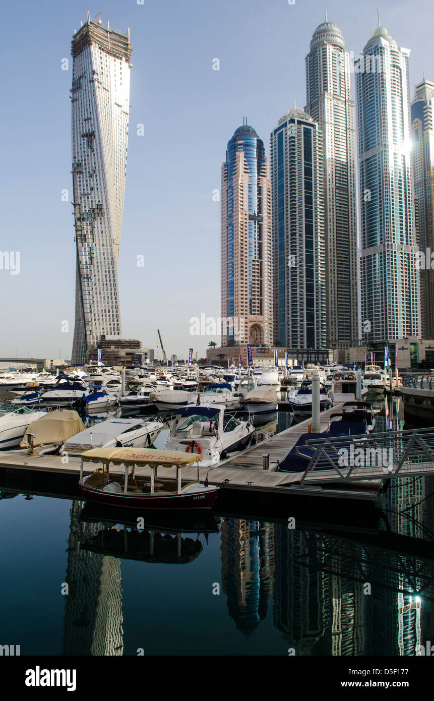 Infinity tower and Marriott hotel Dubai Marina United Arab Emirates ...