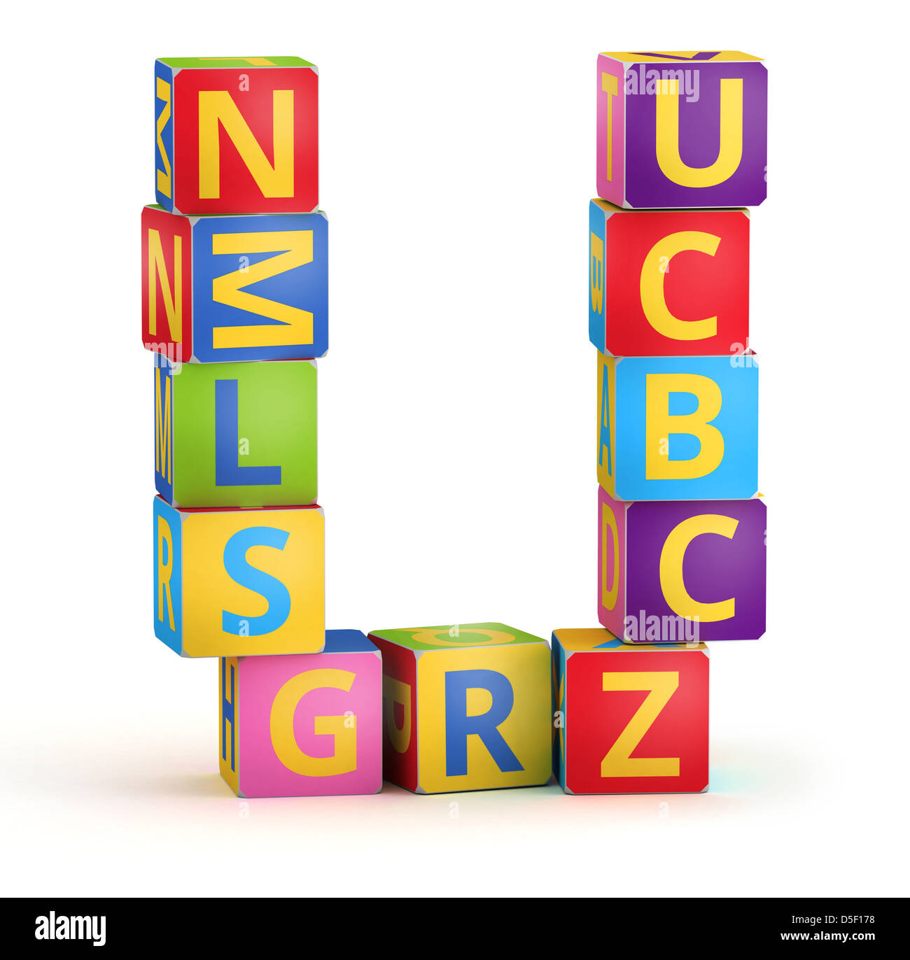 Letter U from ABC cubes for kid spell education Stock Photo - Alamy