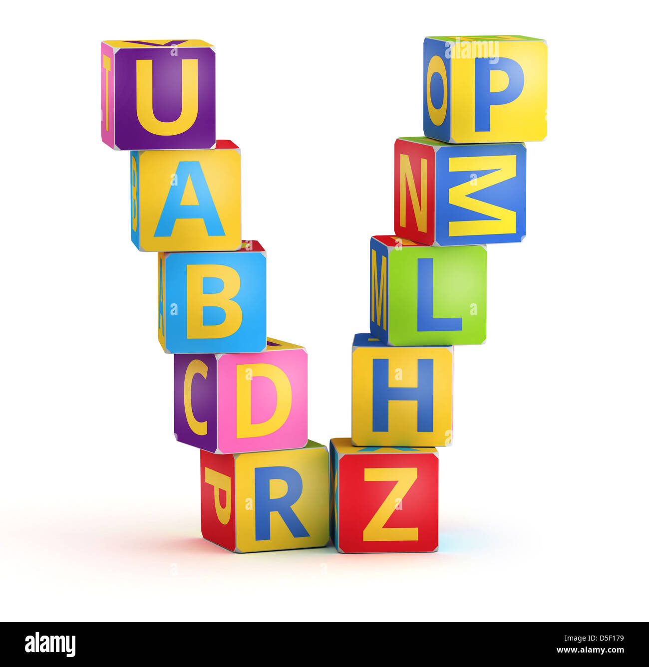 Letter V from ABC cubes for kid spell education Stock Photo - Alamy