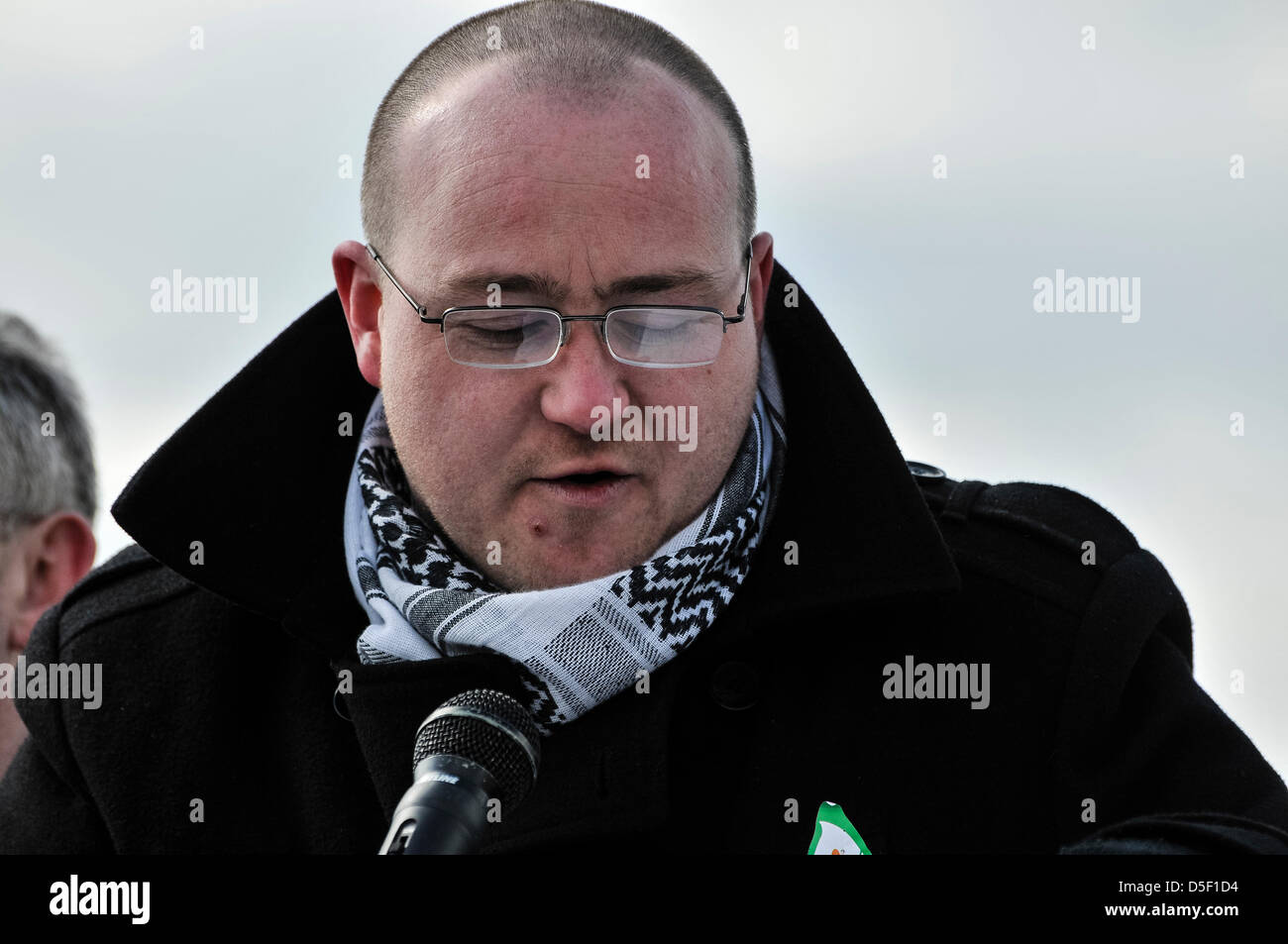 Michael McLaughlin from IRSP gives a speech commemorating fallen ...