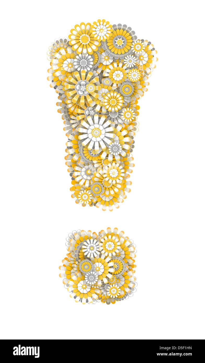 Exclamation mark from yellow chamomile flowers, letter shape Stock ...