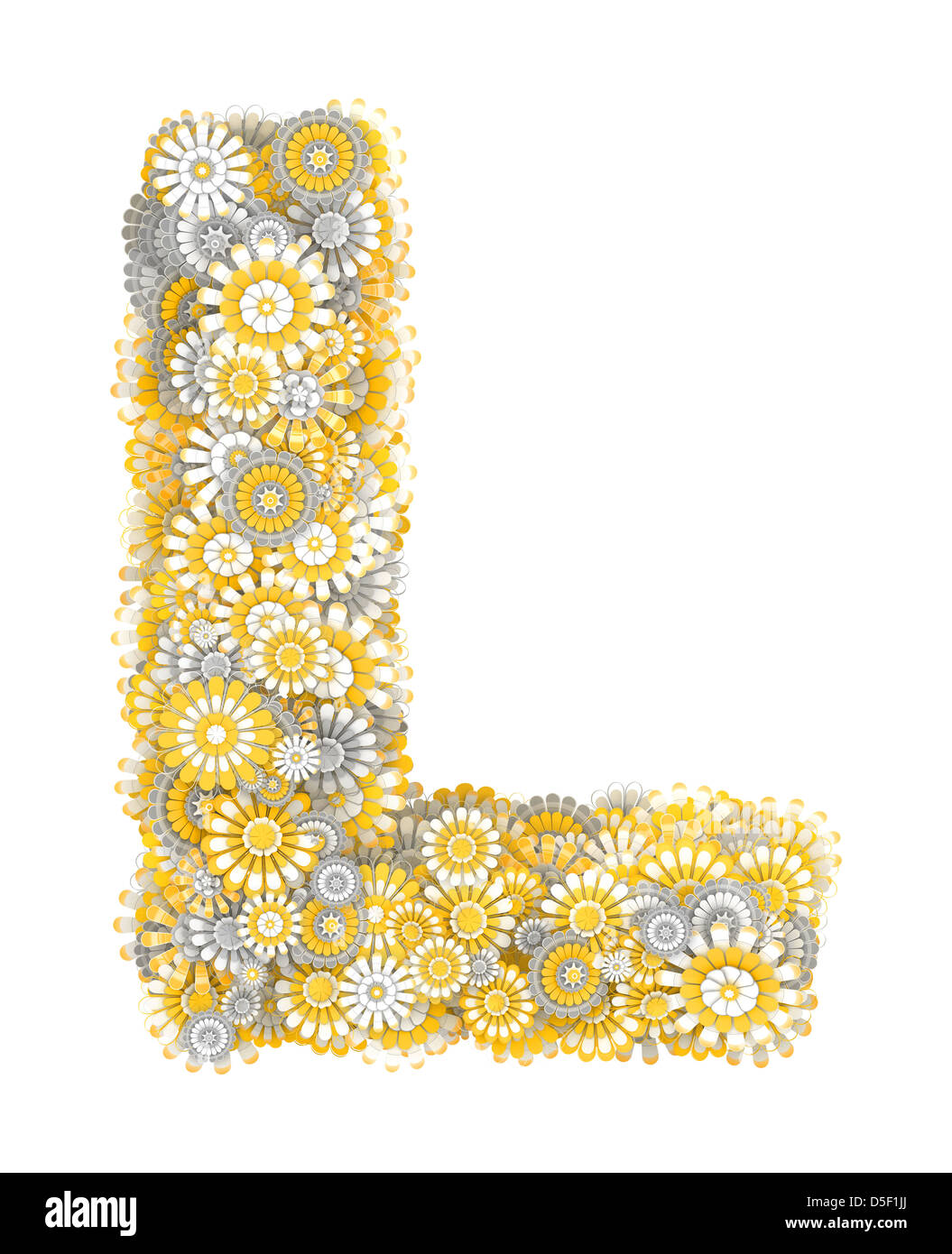 Alphabet from camomile flowers, letter shape Stock Photo - Alamy