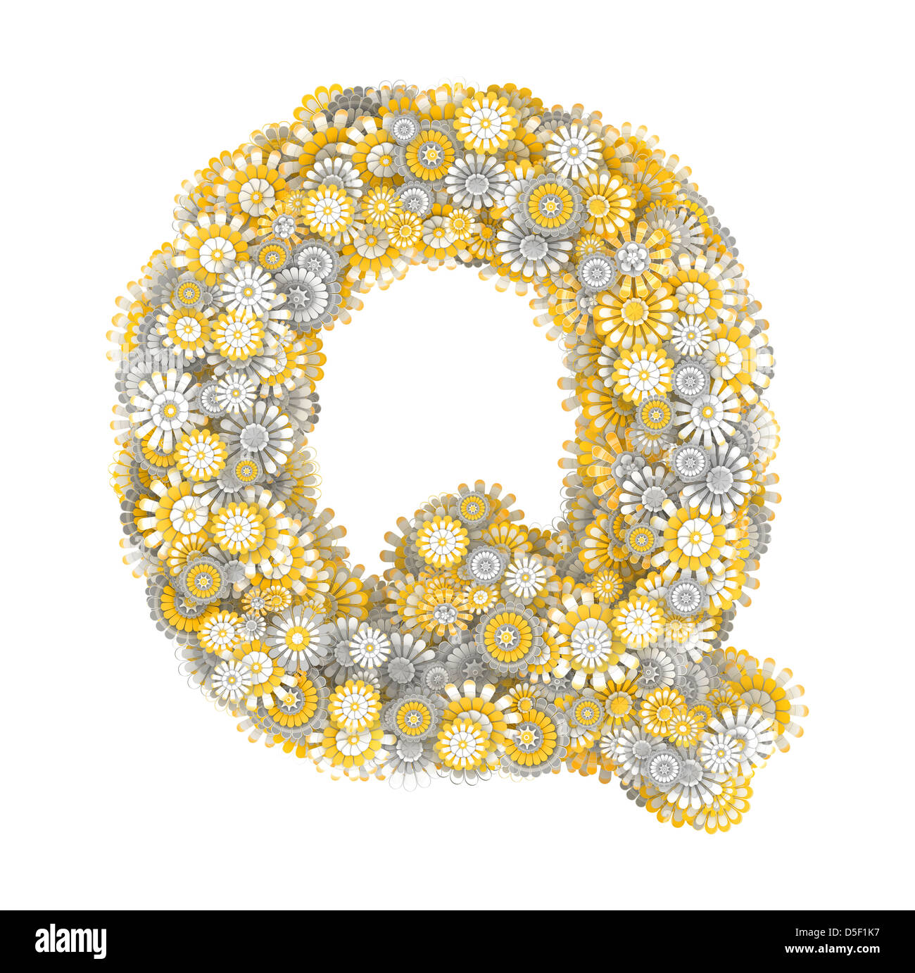 Alphabet from camomile flowers, letter shape Stock Photo - Alamy