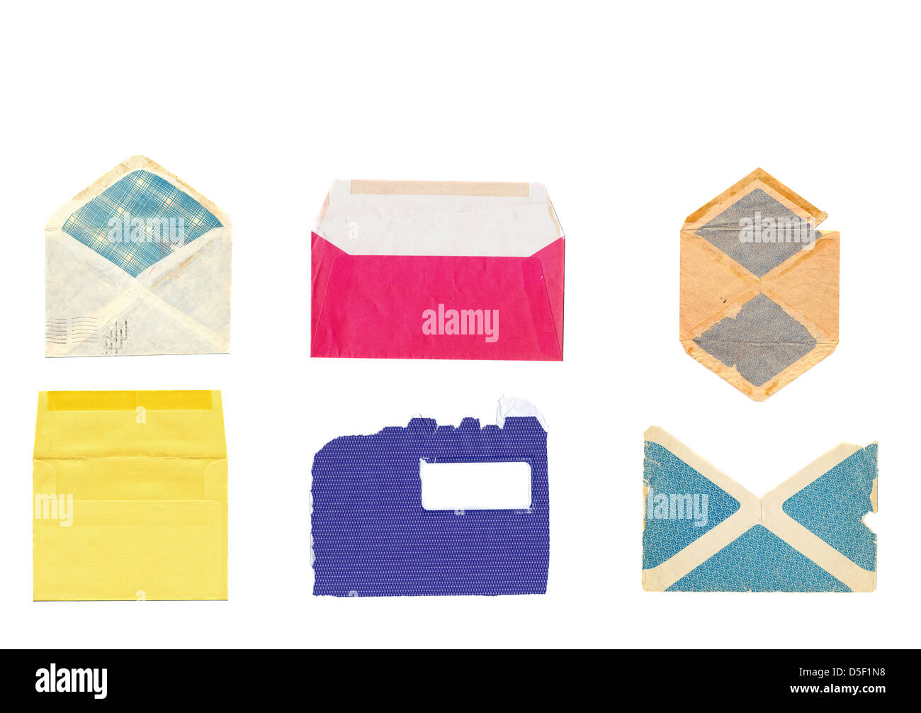 vintage envelope group isolated on white background Stock Photo - Alamy