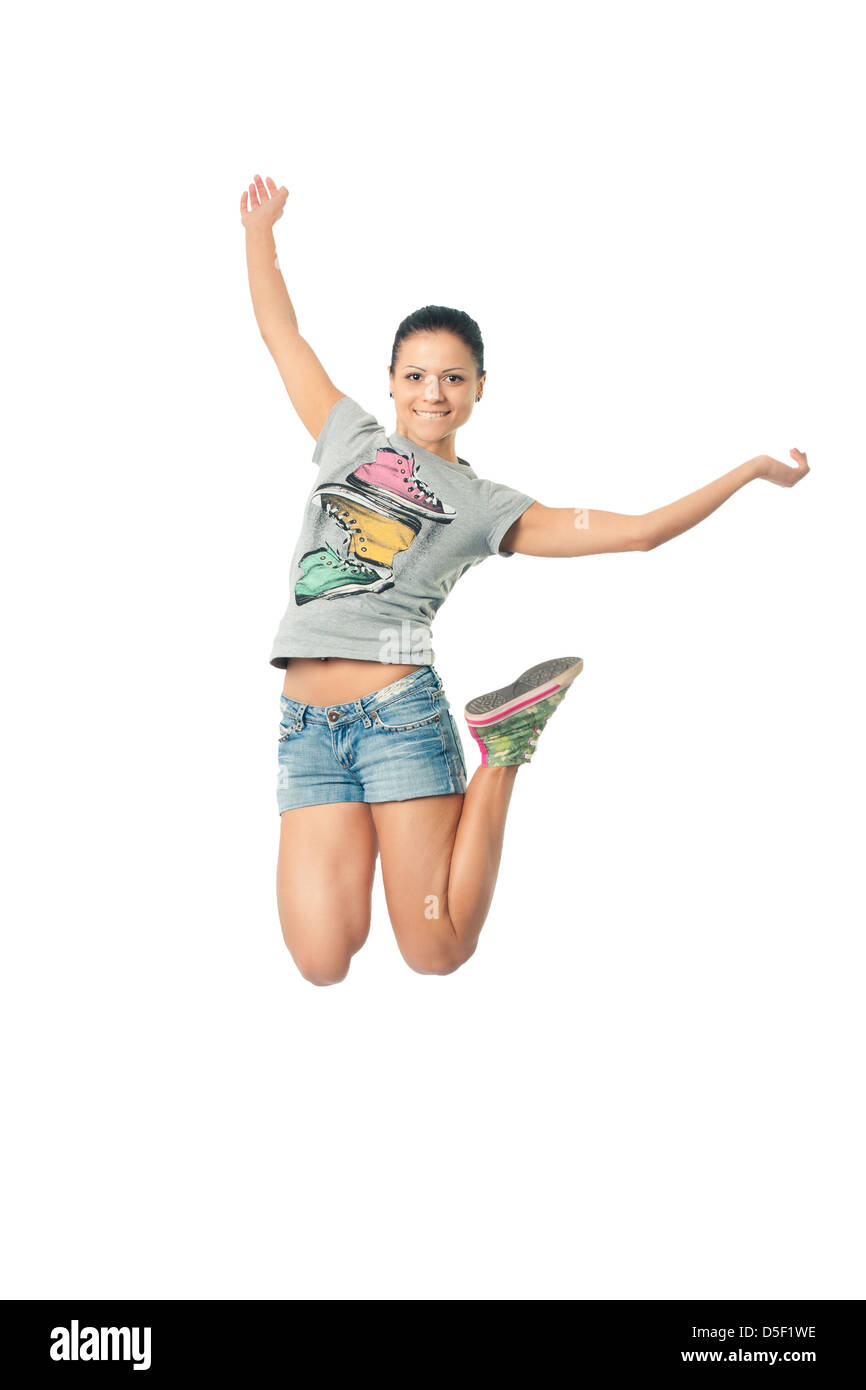 Women smiles happily bouncing with happiness waving Stock Photo - Alamy