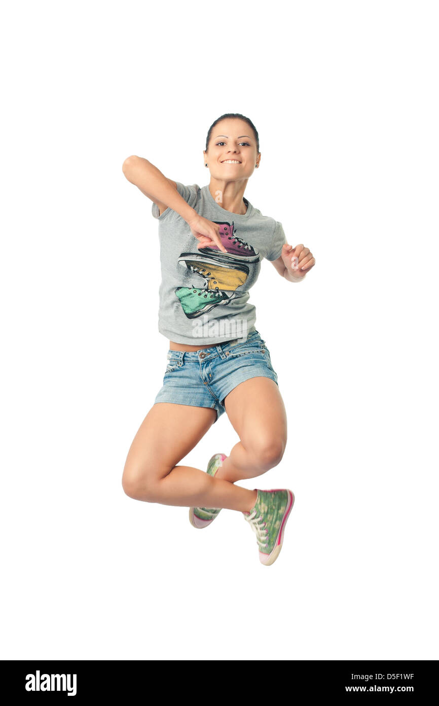 Women smiles happily bouncing with happiness waving Stock Photo - Alamy