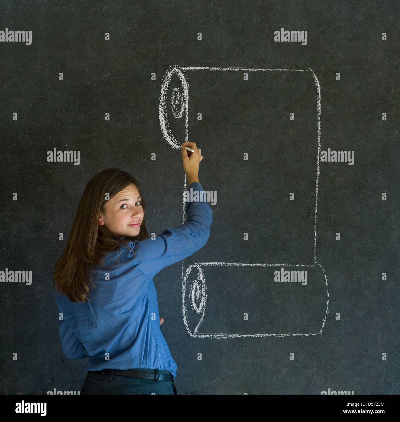 Business woman, student or teacher with menu scroll checklist on ...