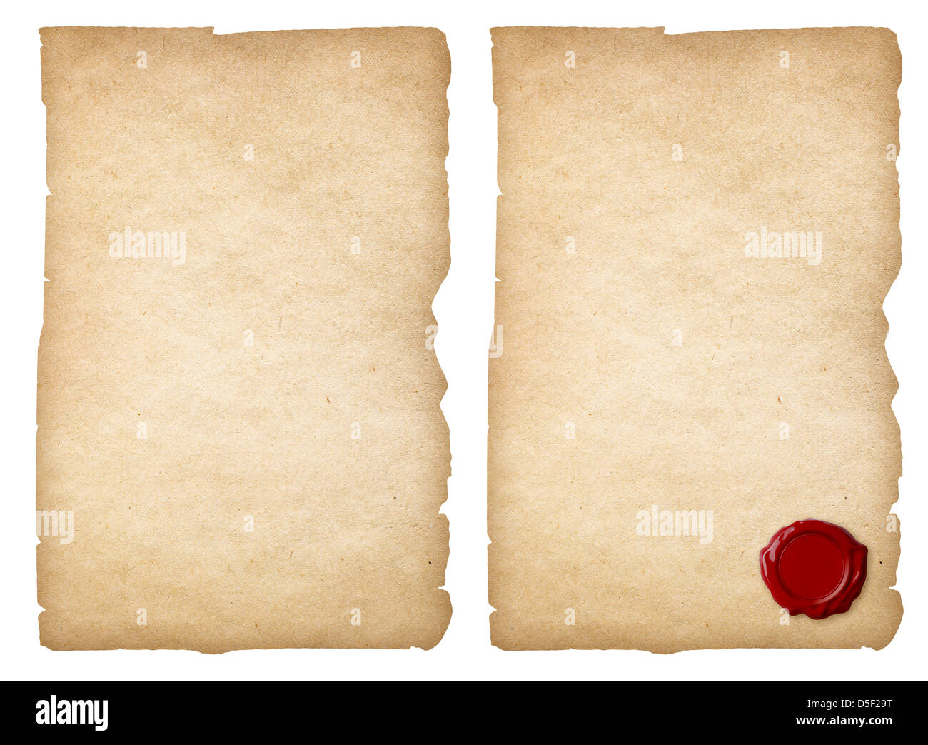 Old paper set with wax seal isolated. Clipping path is included Stock ...