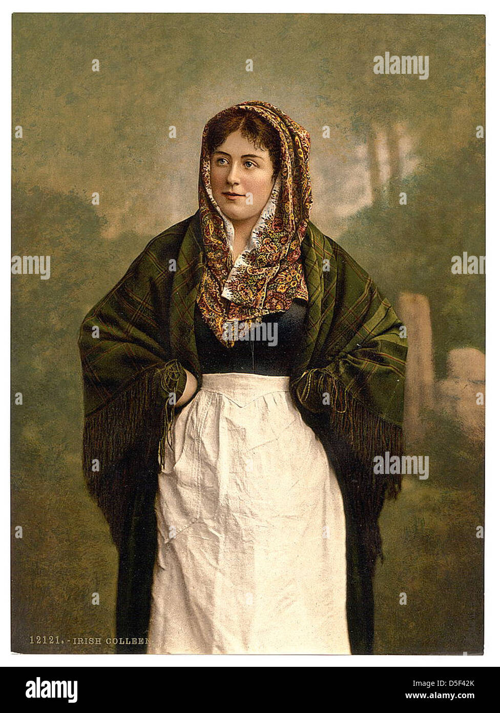 A portrait of a young Irish woman, or 'colleen,' from the 1890s. She is ...