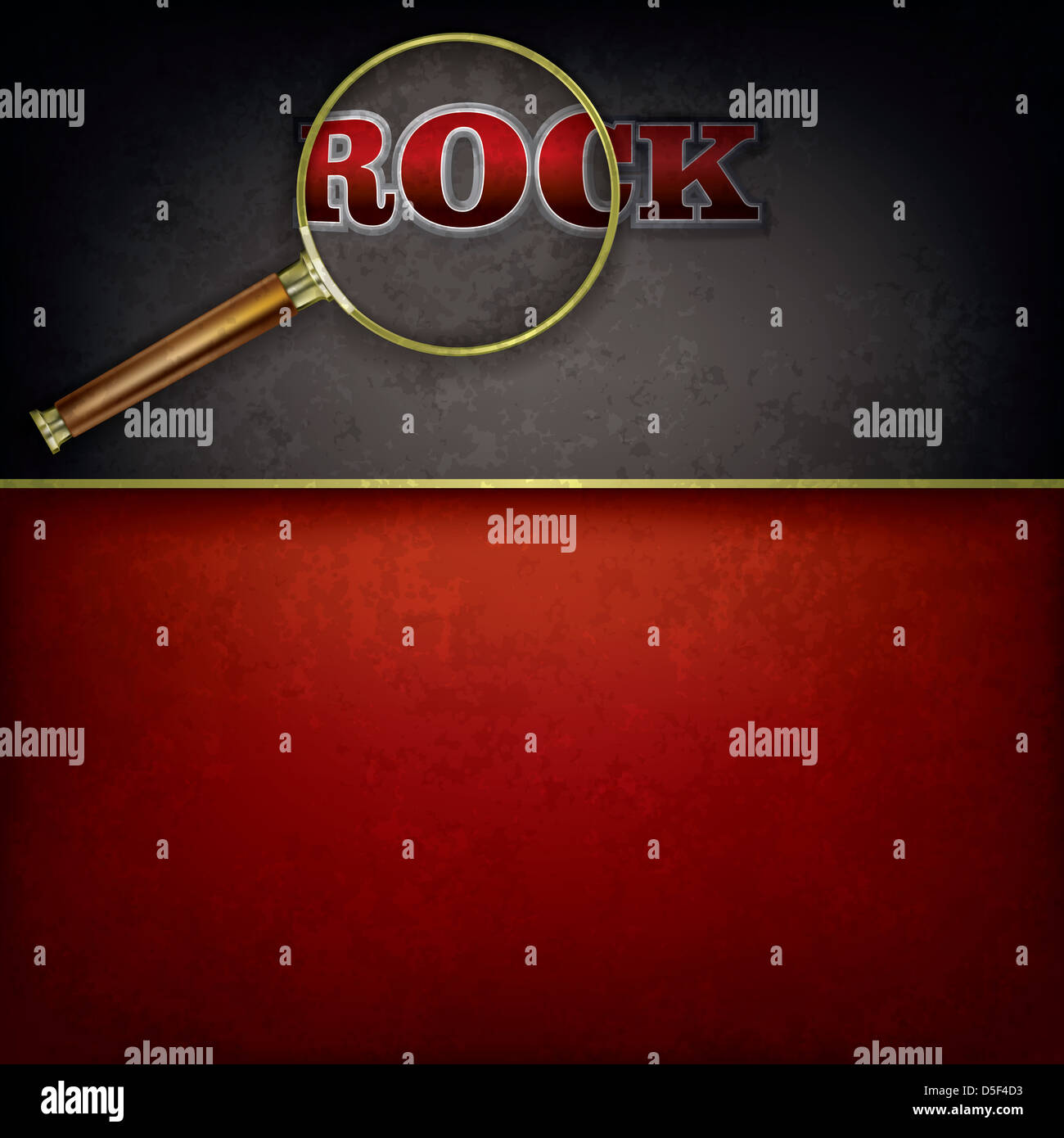 abstract grunge background with magnifying glass and word rock Stock ...
