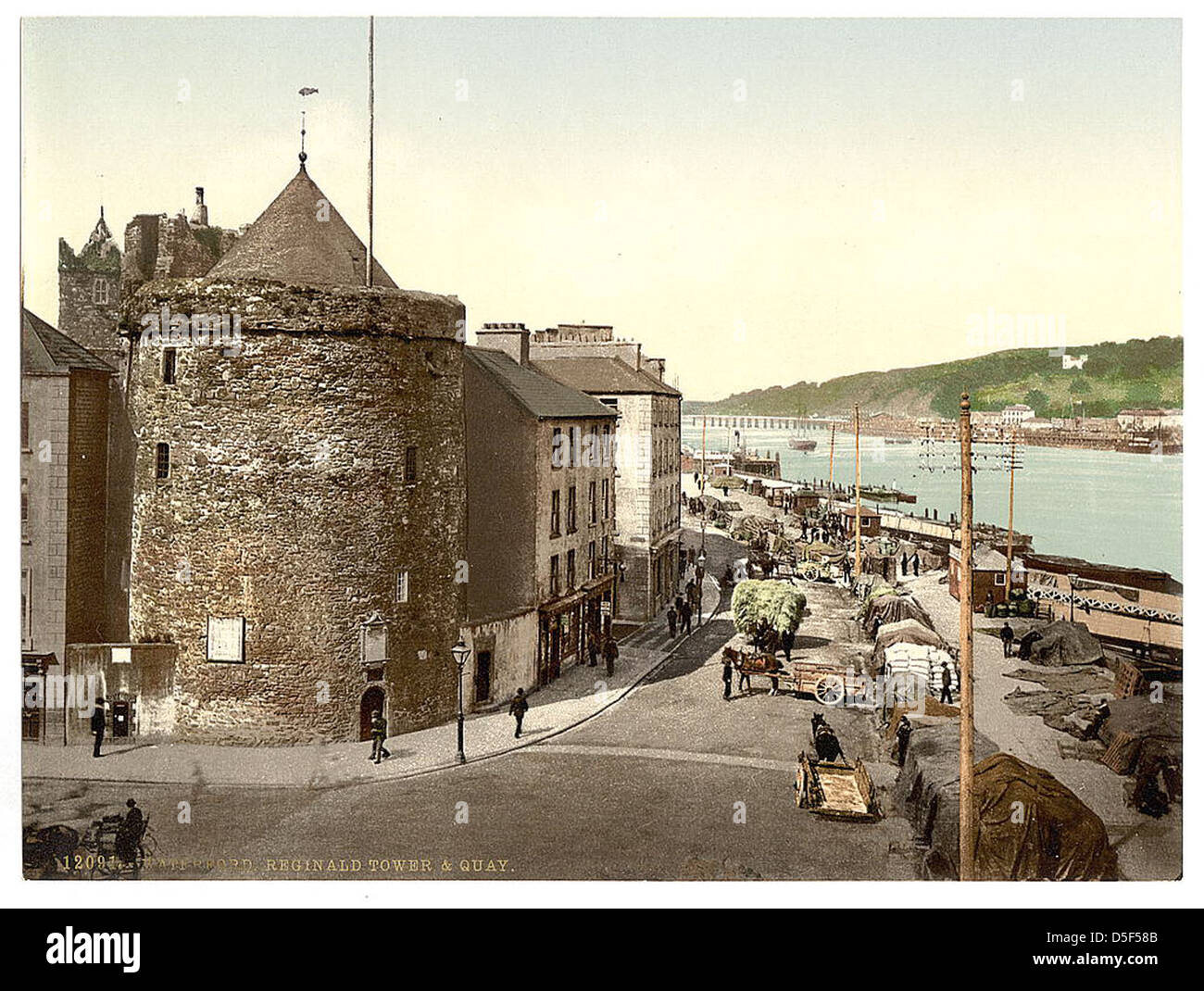 Reginald Tower and Quay in Waterford, Ireland, is depicted in this ...