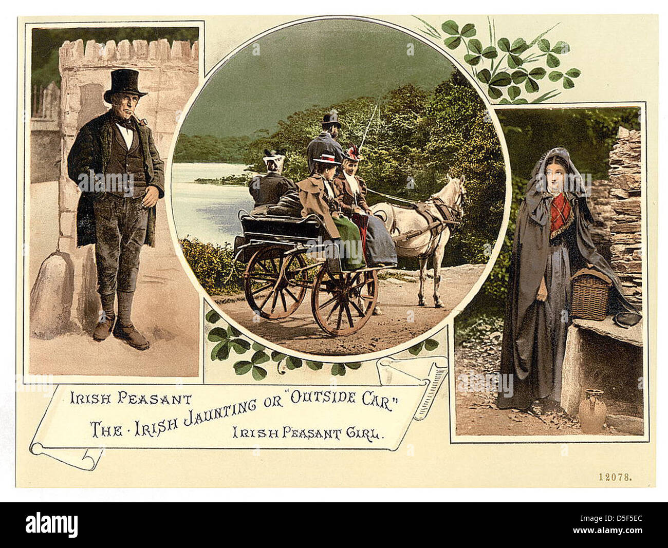 This photograph depicts an Irish jaunting car, a traditional horse ...