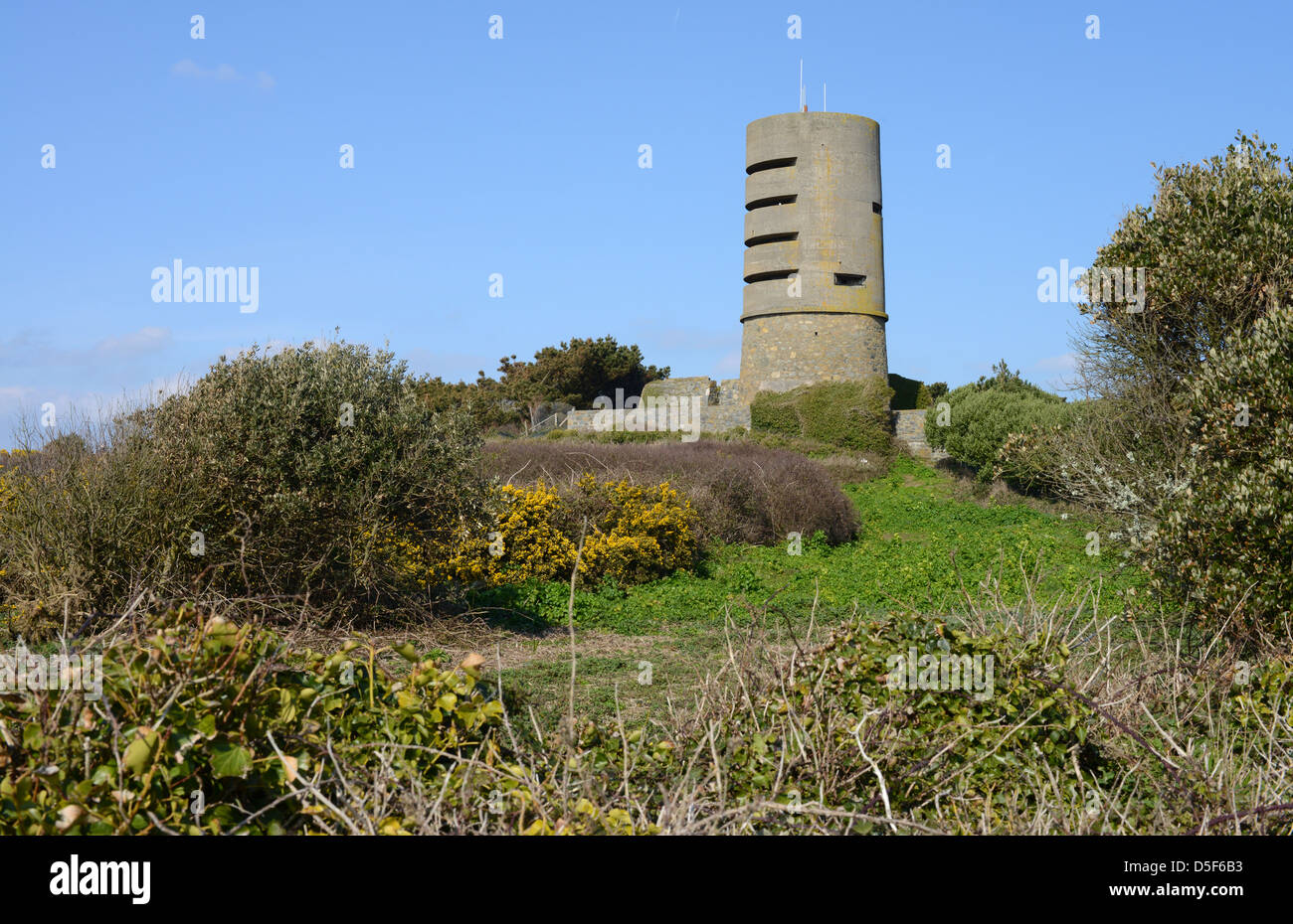An observation tower on Lihou Headland, Guernsey Stock Photo - Alamy
