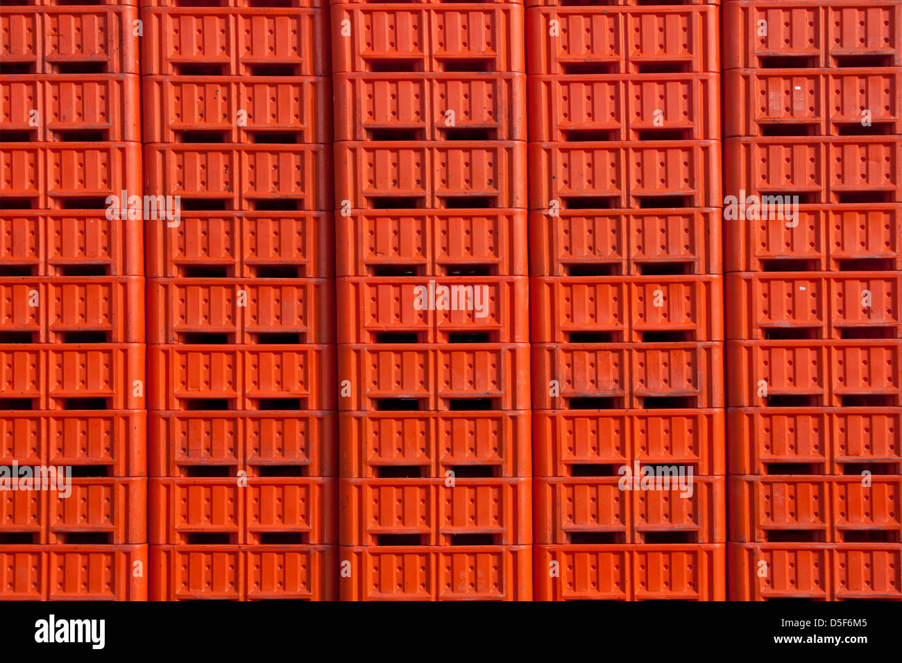 A stack of crates to transport blueberries and other small fruit in a ...