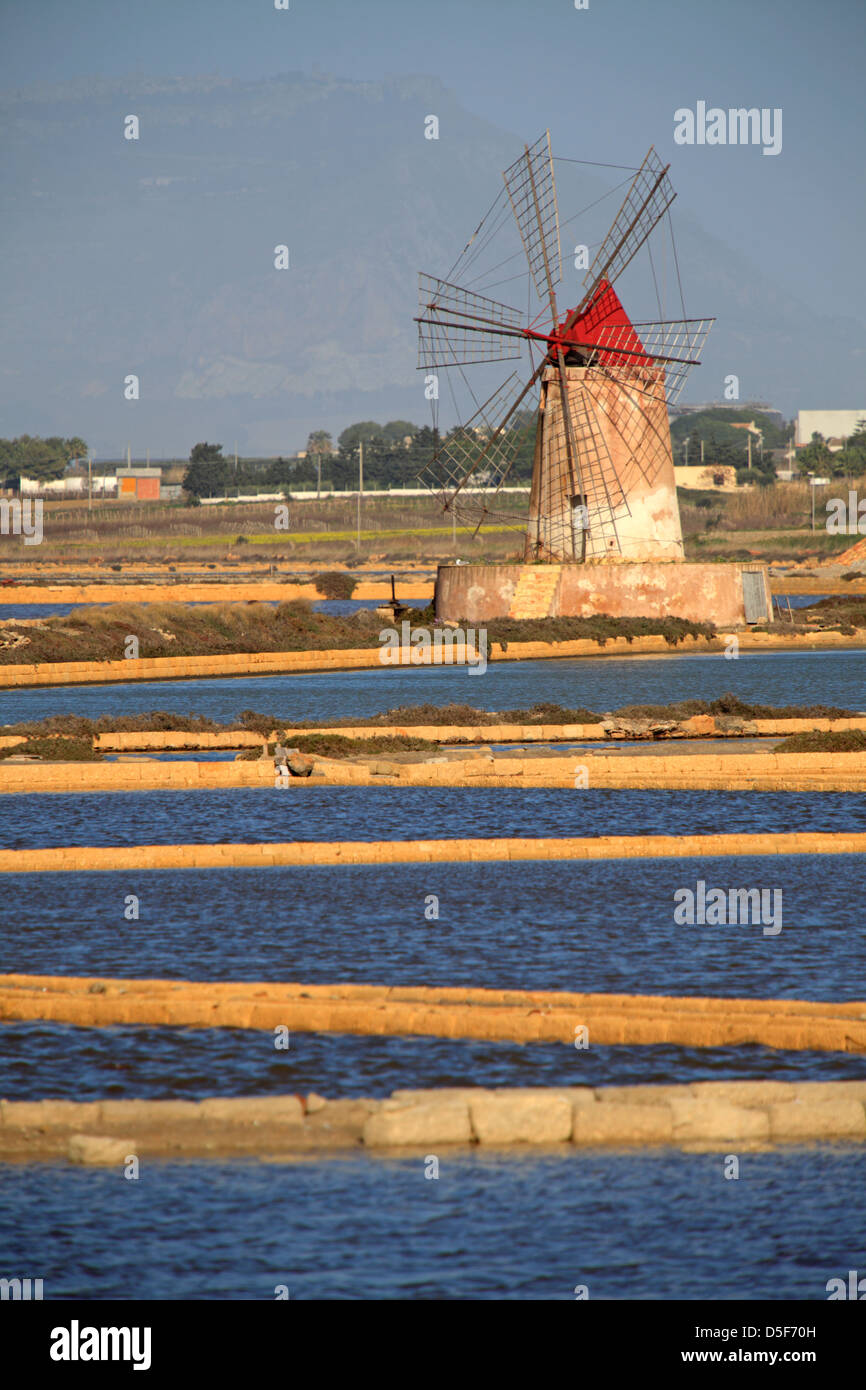 Seascape sicily sea windmill history hi-res stock photography and ...