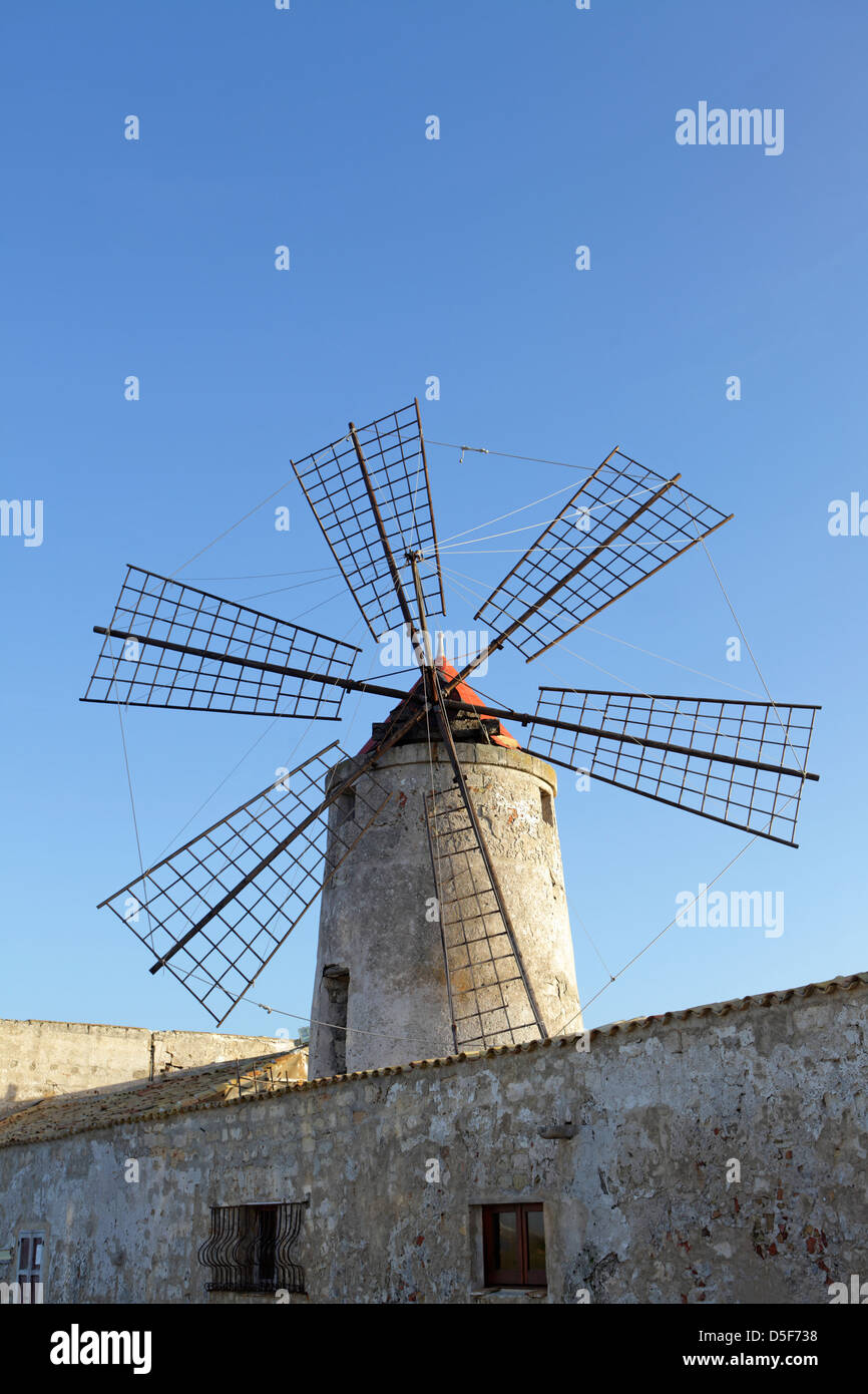 Windmill History Sicily Trapani Stock Photos & Windmill History Sicily ...