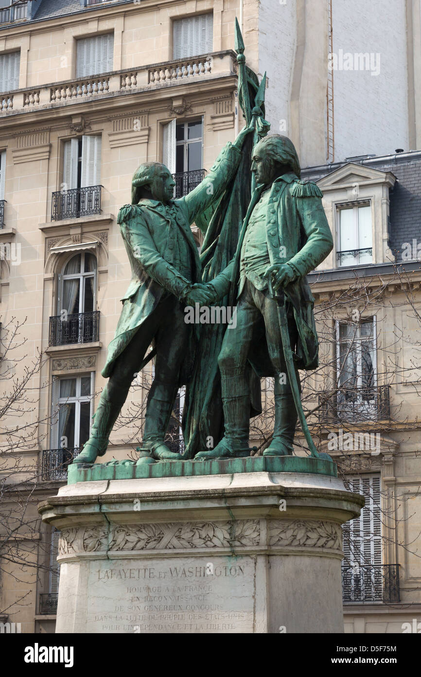 Statue of Washington and Lafayette (1890) by Auguste Bartholdi, square ...