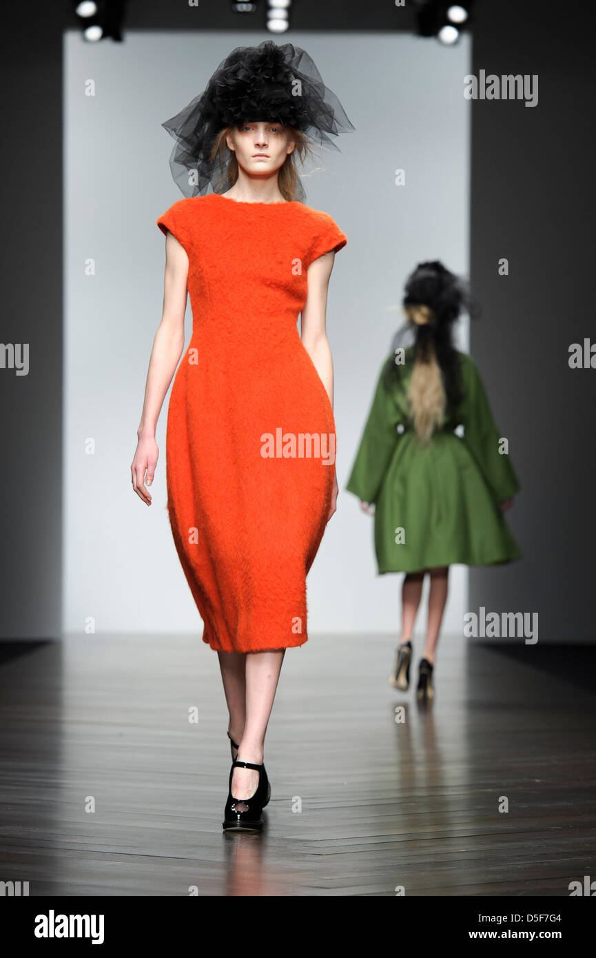 A model wears a design from the John Rocha collection during London ...