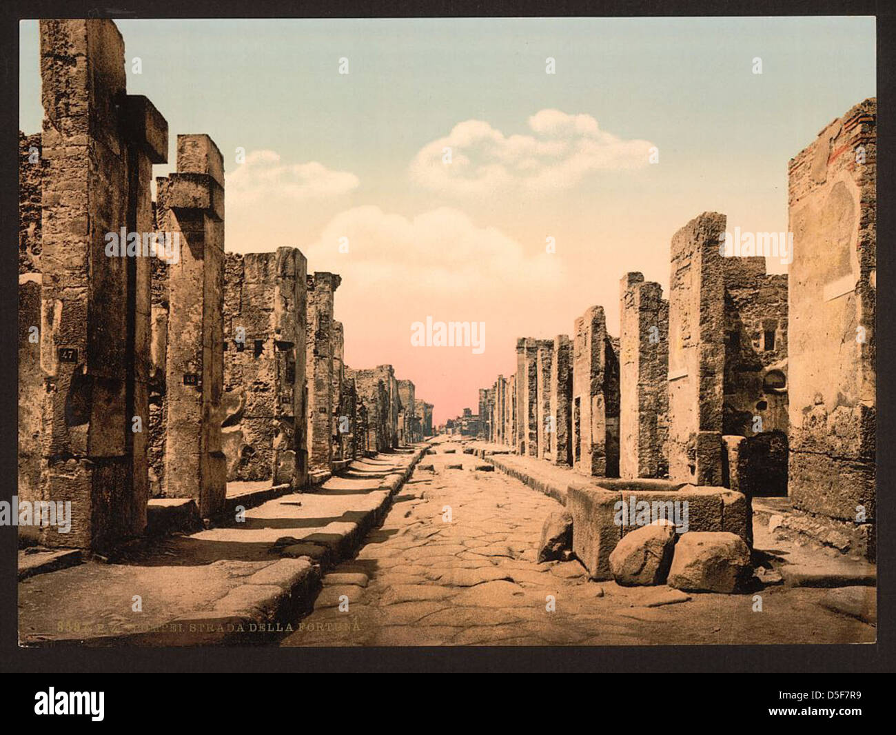 A historical photograph of Fortuna Street in Pompeii, Italy, showcasing ...