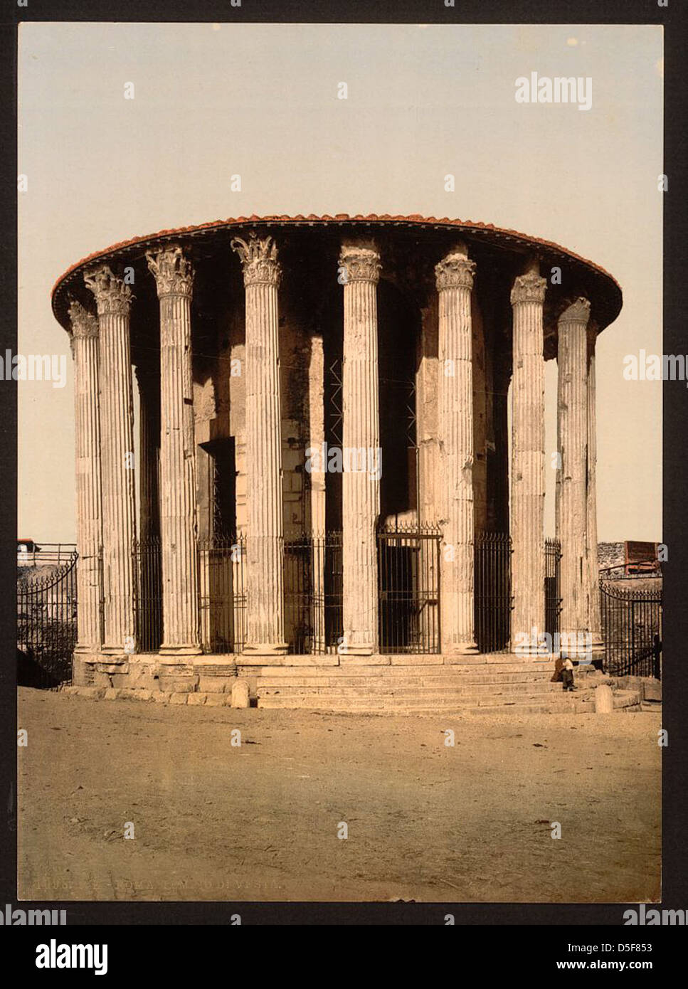 Vesta's Temple in Rome, Italy, is depicted in this photograph. This ...