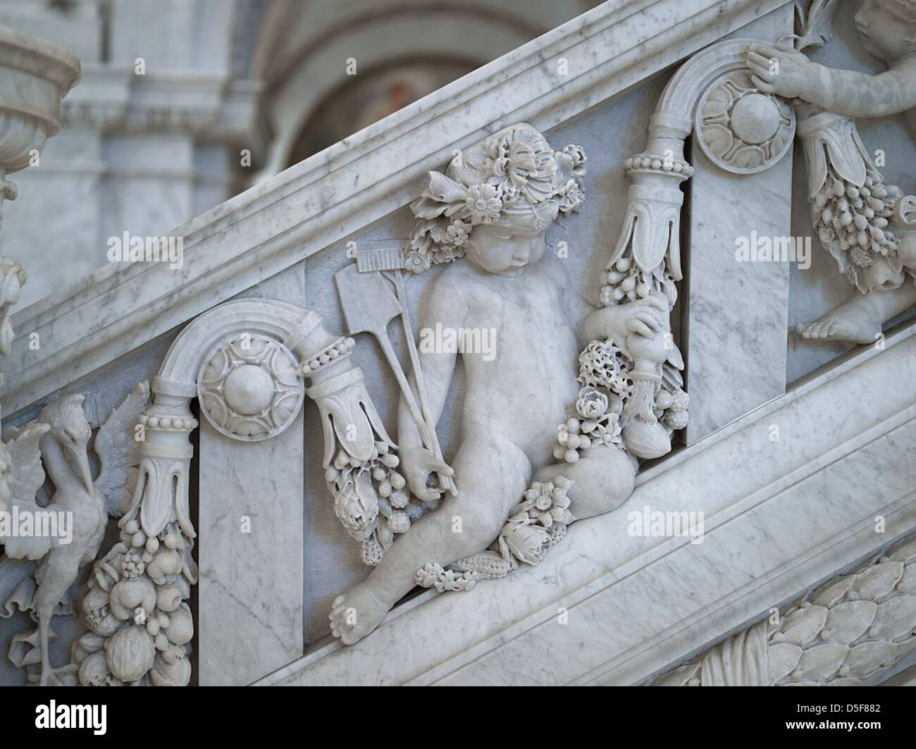 A detailed view of the putti (child figures) on the Grand staircase of ...